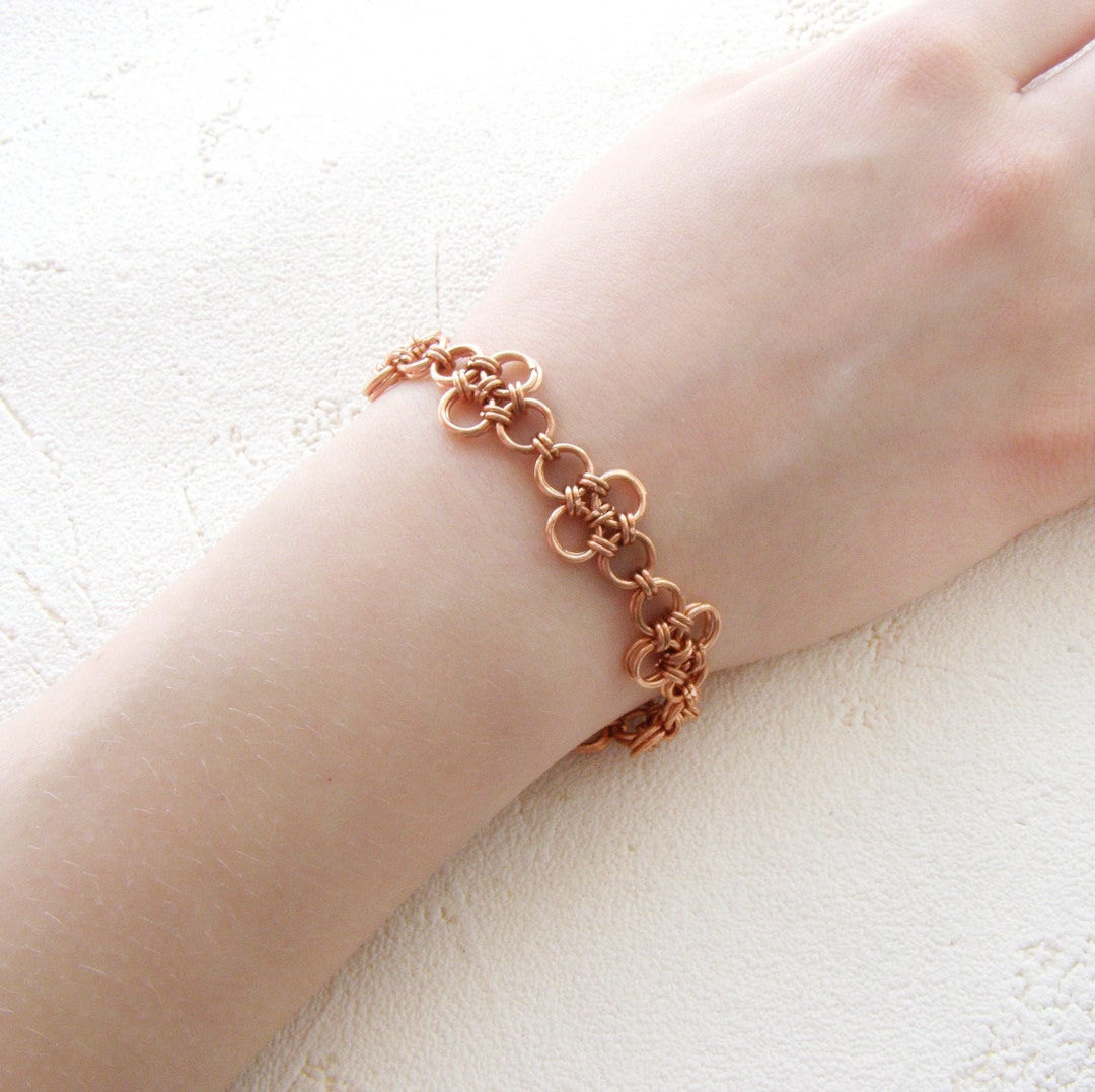 Handmade Copper Chainmail Bracelet: Simple Link, Circle Chain - Etsy