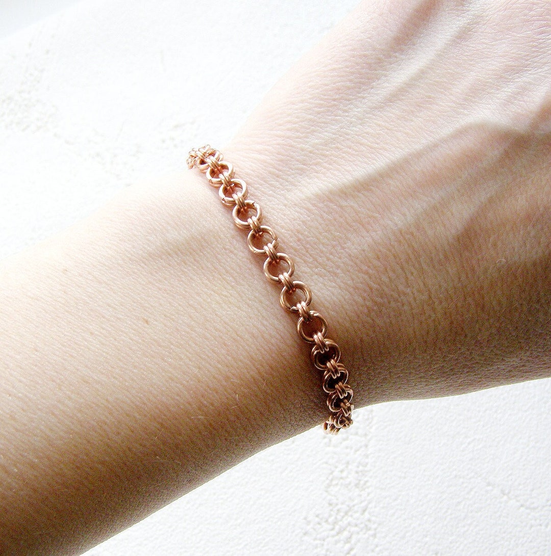 Handmade Copper Chainmail Bracelet, Rustic Unisex Jewelry - Etsy