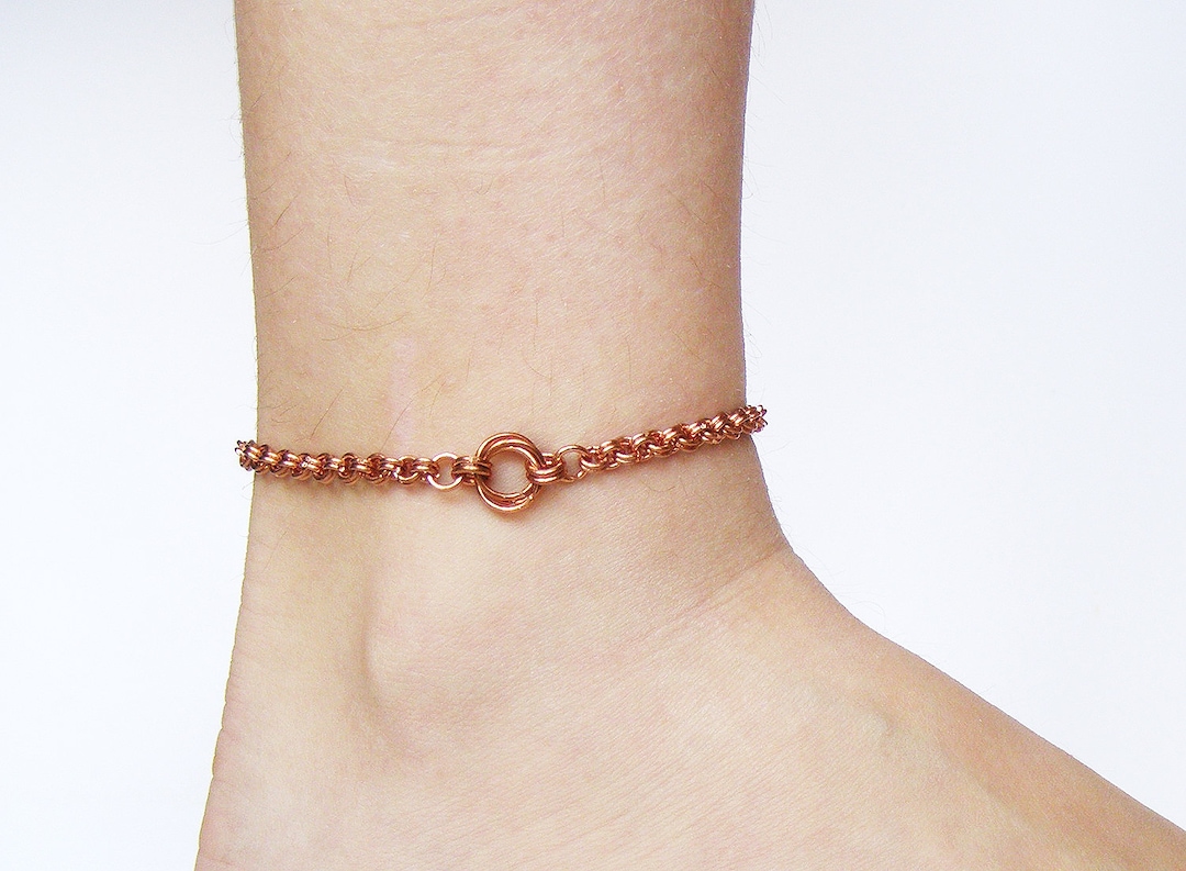 Copper Chainmail Anklet - Love Knot Ankle Bracelet - Etsy
