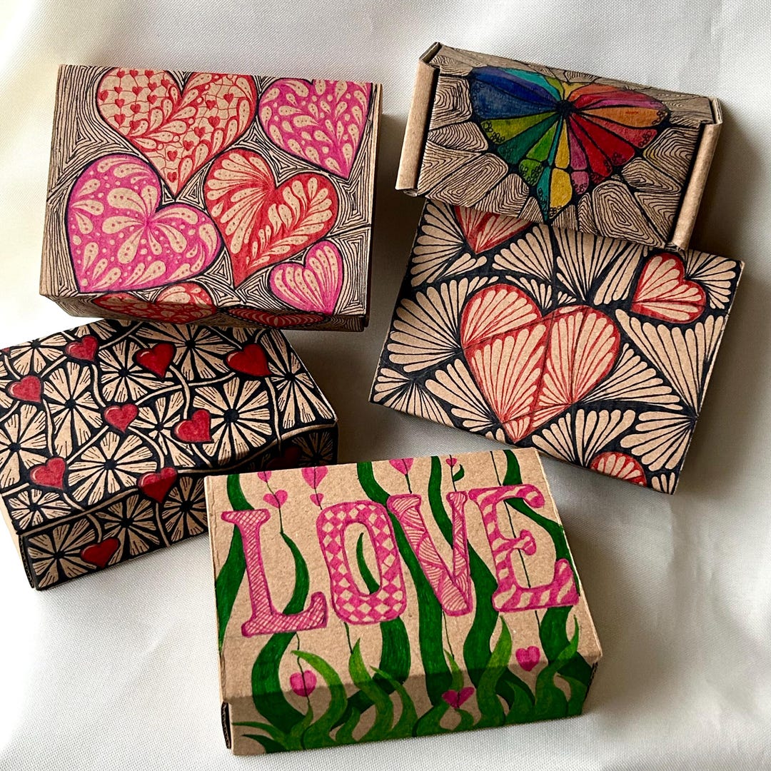 Hand Painted Gift Box Cardboard Brown Gift Box With Lid Craft Box With ...