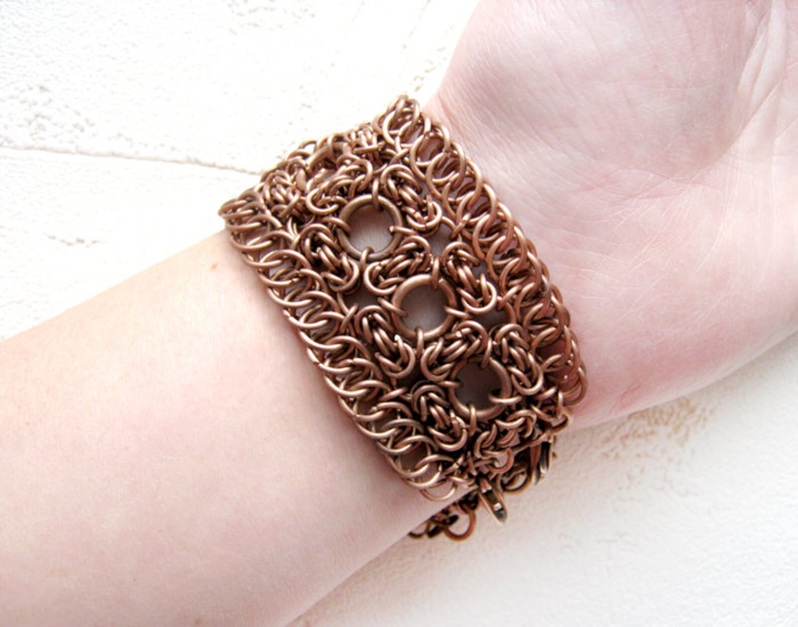 Knotted Copper Bracelet Cuff Chainmail Bracelet Lace Sheet - Etsy