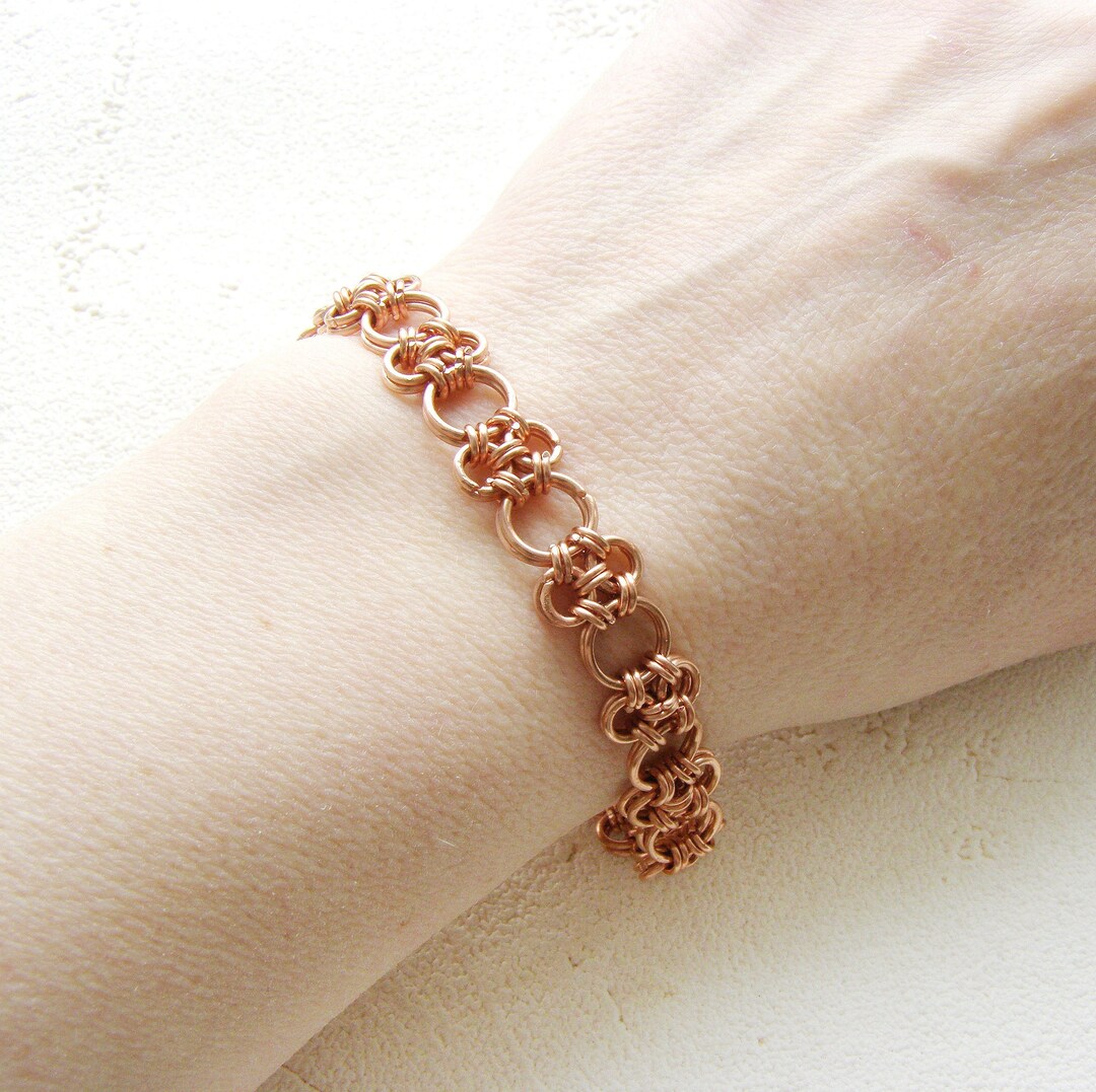 Handmade Copper Chainmail Bracelet: Wide Circle Link Jewelry - Etsy