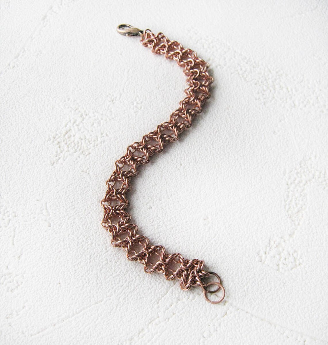 Handmade Copper Chainmaille Bracelet: Knotted Byzantine Cuff - Etsy