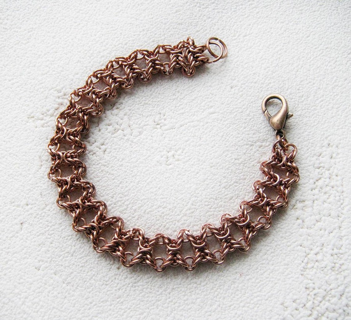 Handmade Copper Chainmaille Bracelet: Knotted Byzantine Cuff - Etsy