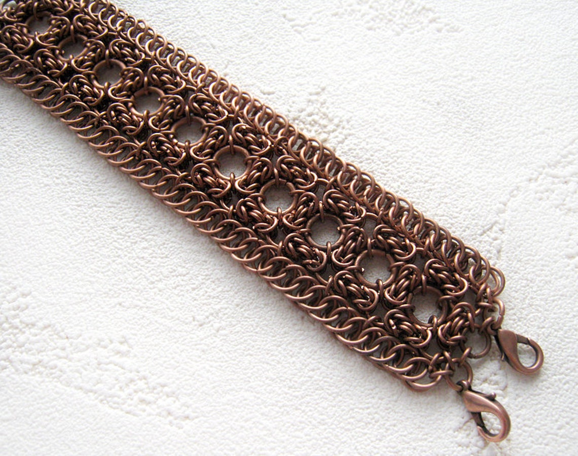 Knotted Copper Bracelet Cuff Chainmail Bracelet Lace Sheet - Etsy