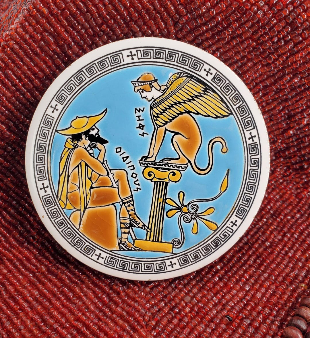 Vintage Niarchos Handmade Greece Olympia Greek Ceramic Coaster 3.5 ...