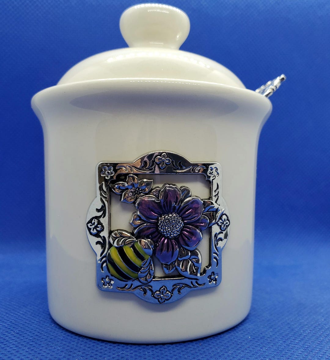 Vintage Ganz Ceramic Jelly Jam / Honey Pot Jar With Lid and Spoon C19 ...