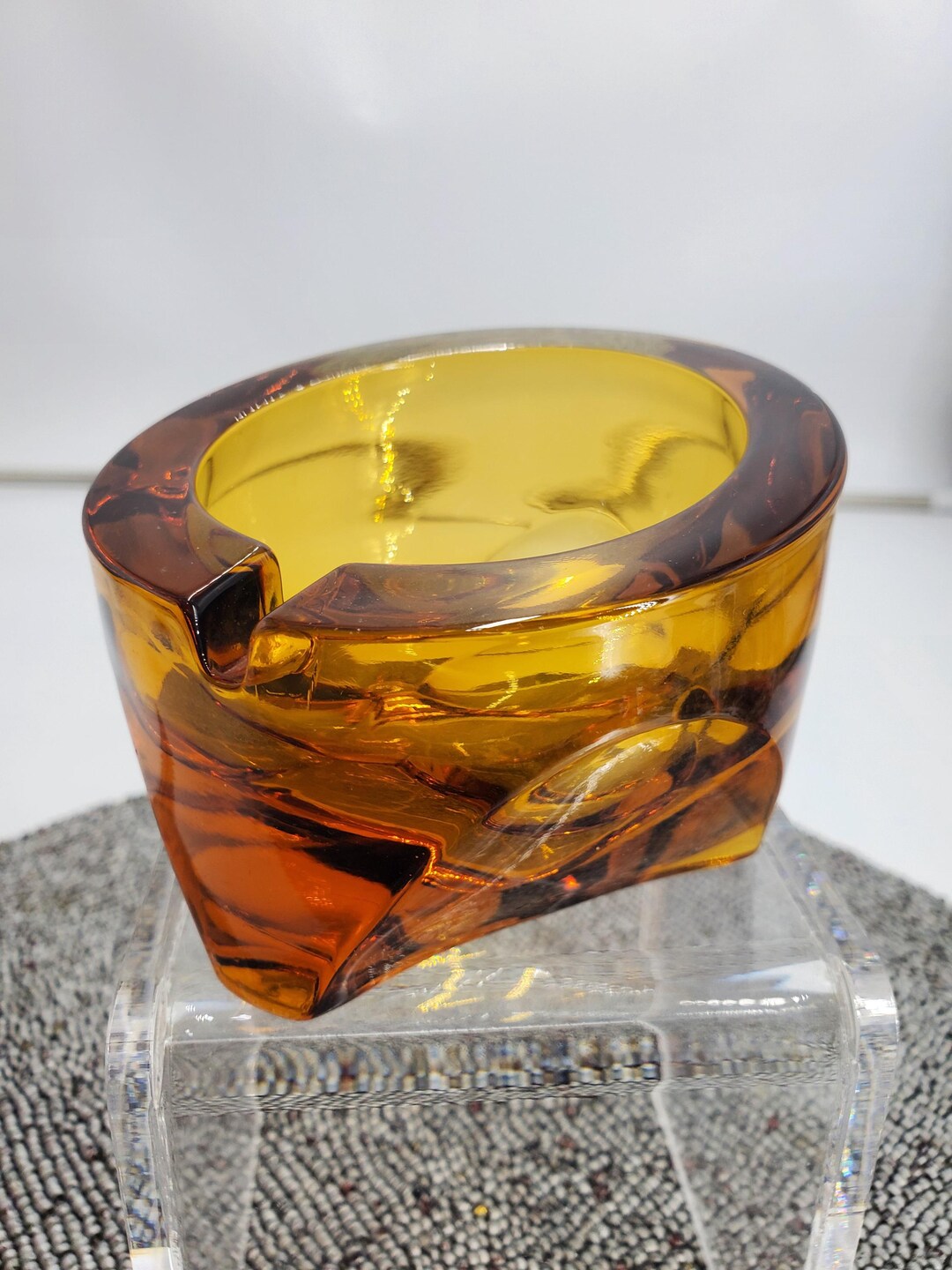 Spectacular Vintage Art Glass Sphere Ashtray amber MCM 4" Wide (C23) - Etsy