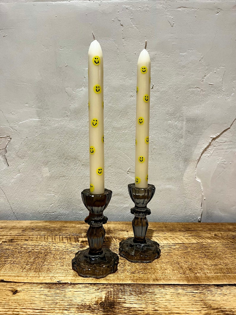 Handpainted Smiley Face Candlestick - Etsy