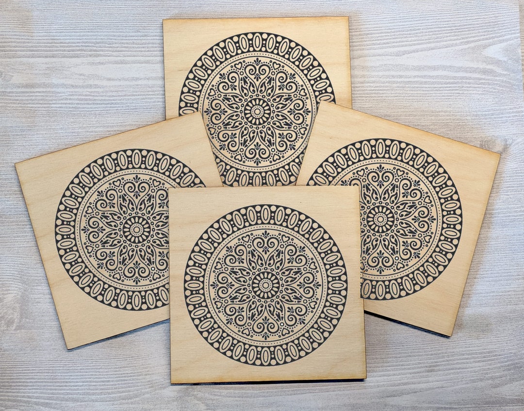 Mandala Coasters Wood Mandala Coaster Set Spiritual Symbol Indian ...