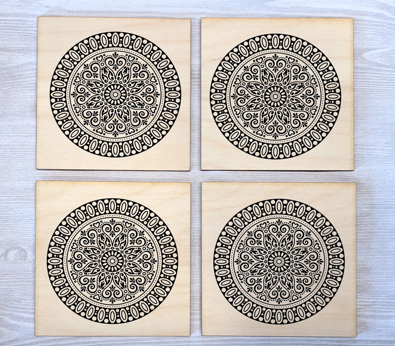 Mandala Coasters Wood Mandala Coaster Set Spiritual Symbol - Etsy