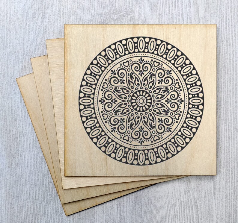 Mandala Coasters Wood Mandala Coaster Set Spiritual Symbol Indian ...