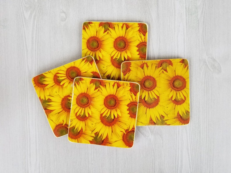 Sunflower Coasters Sunflower Decor Wood Coasters Flower - Etsy