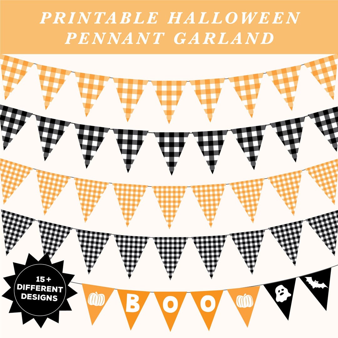 Happy Halloween Garland, Printable Halloween Pennant, Cottage Core ...