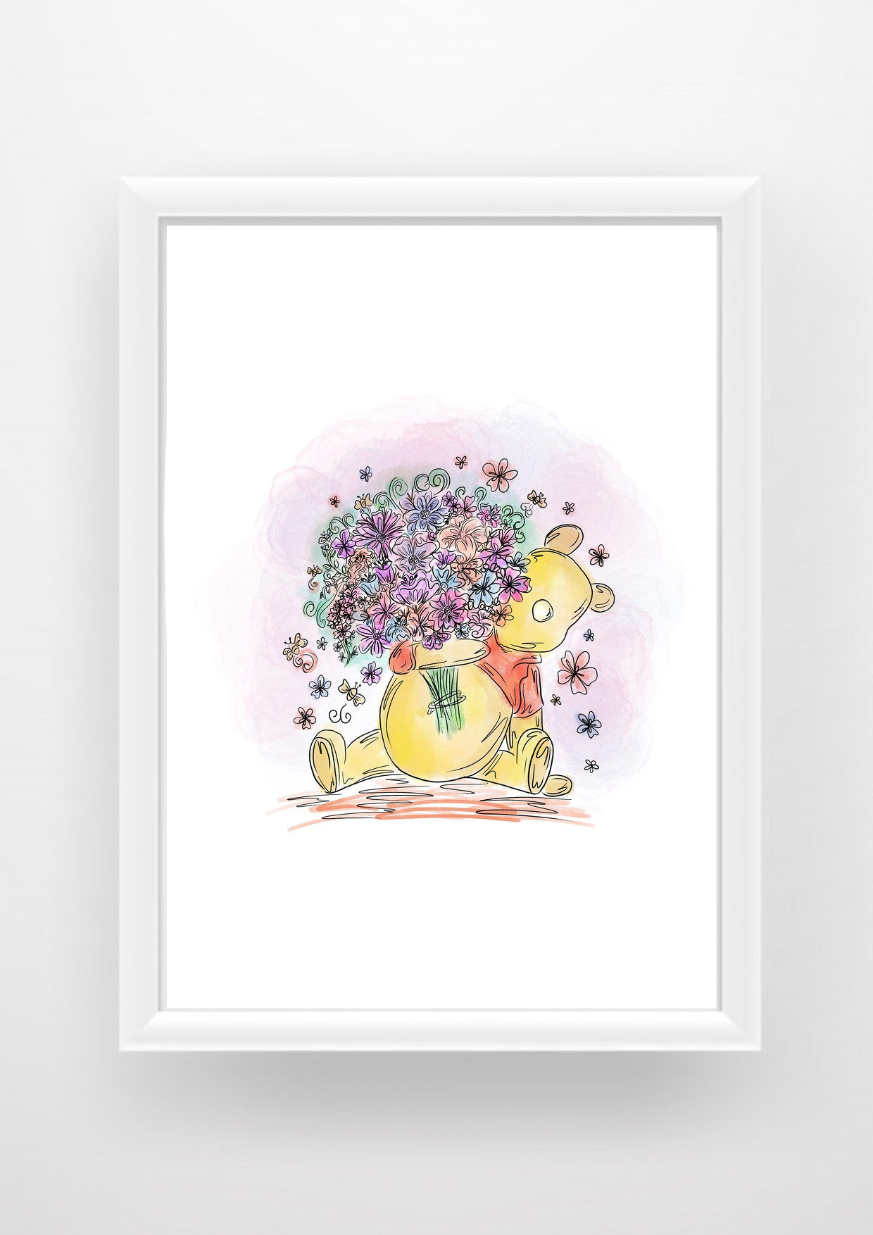 Floral Winnie the Pooh Colour Artist A4/a5/sticker/bookmark Print Photo ...