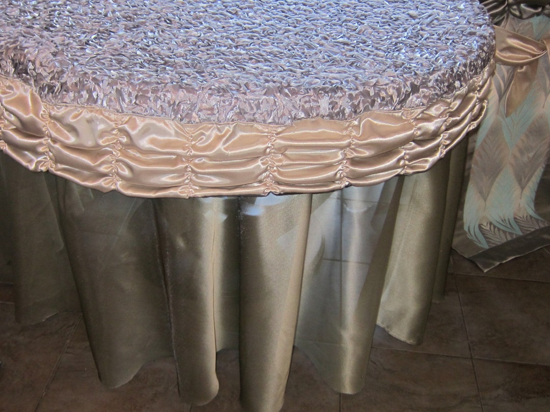 Reversible 76-inch Table Overlay With Luxe Satin Champagne/silver ...