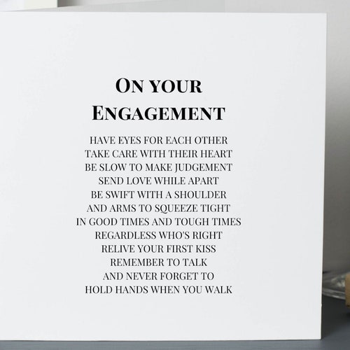 Engaged Poem Engagement Card for Couple Shmuncki | Etsy UK