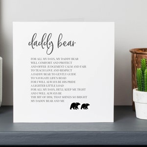 Papa Bear Poem Card | Fathers Day, Birthday Card for Papa - Etsy UK