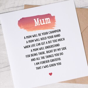 Mum Verse Mum Birthday Card, Mothers Day Card - Etsy