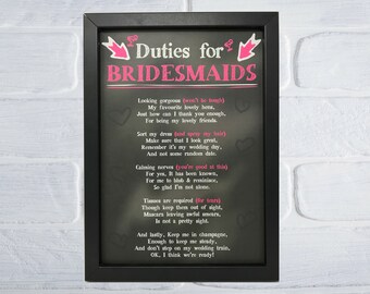 Bridesmaid poem | Etsy