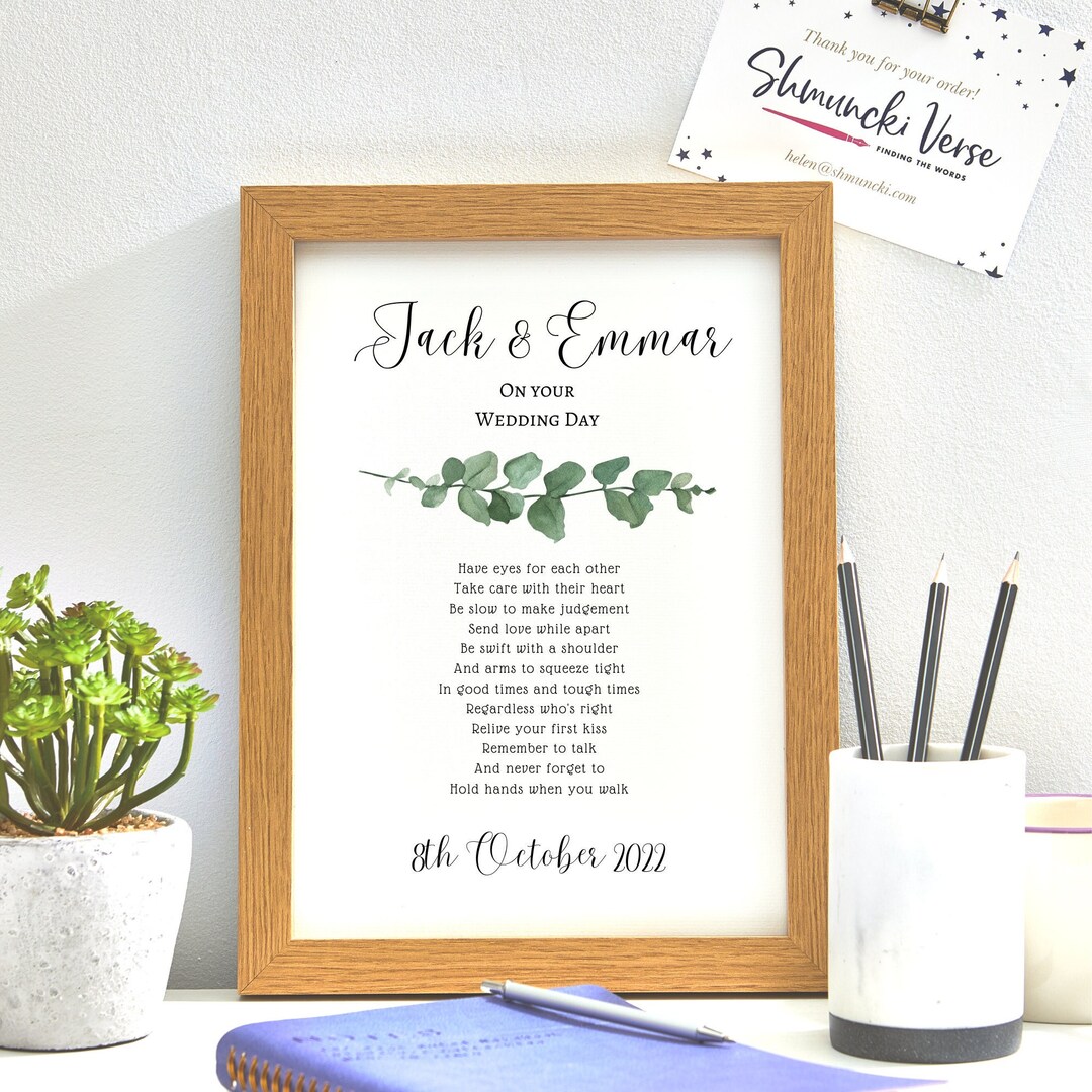 Personalised Wedding Poem Print, Wedding Gift, for Couples | Unframed ...