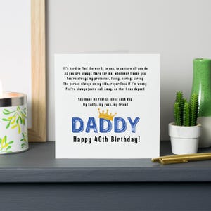 Daddy 40th Card, 40th Birthday Card for Daddy, Happy Birthday Daddy ...