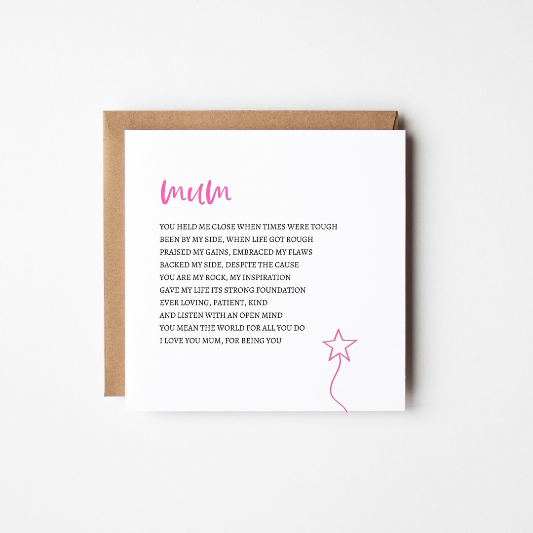 Mum Card, Birthday Card for Mum, Wonderful Mum, Thank You Mum, Mum ...