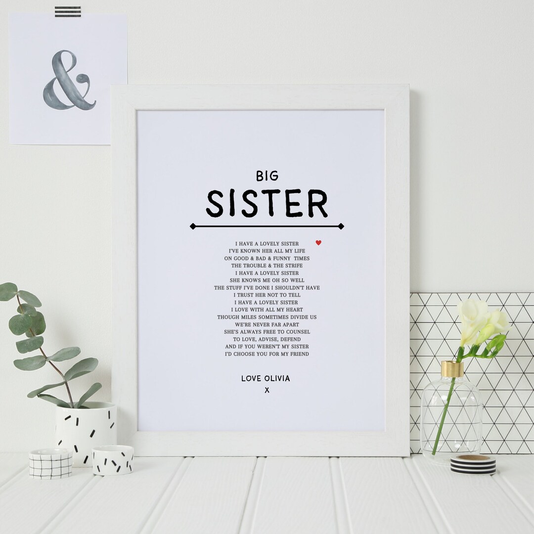 Big Sister Poem Print Sister Gifts Unframed A4 Print - Etsy UK