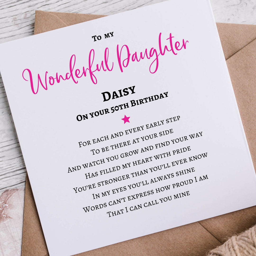 50th Birthday Card for Daughter, Daughter Cards for Her, 50th Cards ...