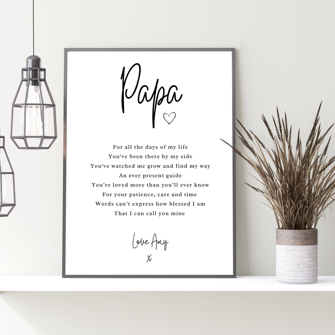 Personalised Papa Poem Print Papa Gifts Unframed - Etsy