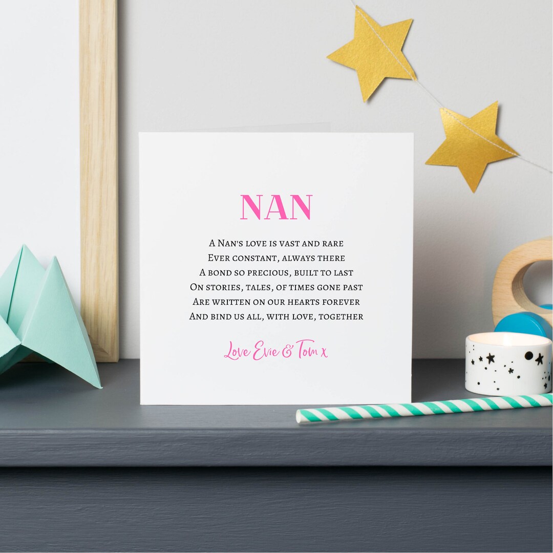 Personalized Nan Poem Card: Birthday or Thank You Gift - Etsy
