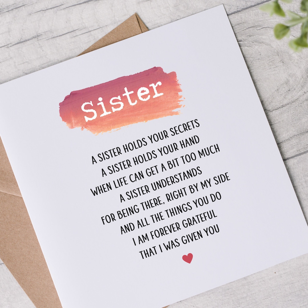 Amazing Sister Birthday Card | Sister Poem Cards - Etsy