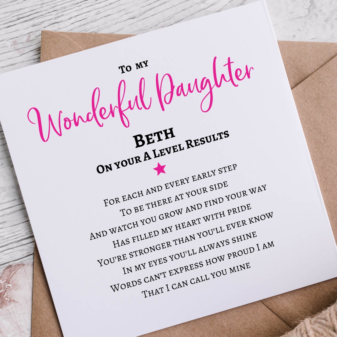 Personalised Daughter Alevel Card | Exam Cards | Congratulations Card ...