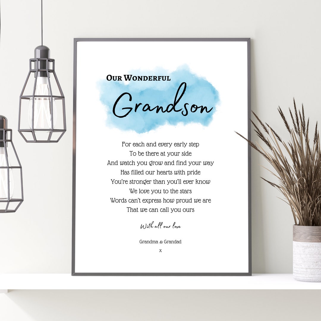 Personalised Grandson Poem Print | Grandson Gifts | Unframed - Etsy UK