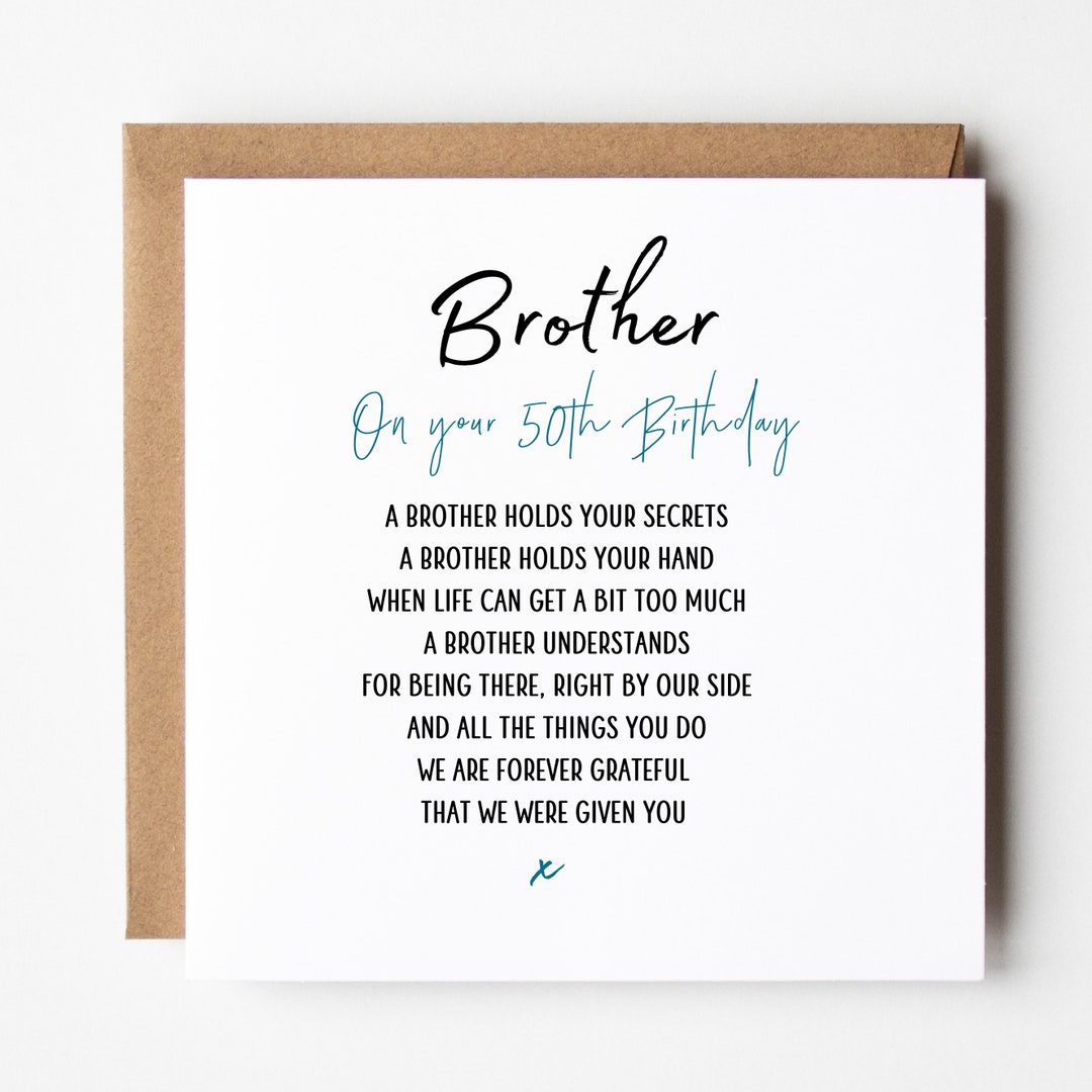 Personalised 50th Birthday Card for Brother Happy 50th - Etsy UK