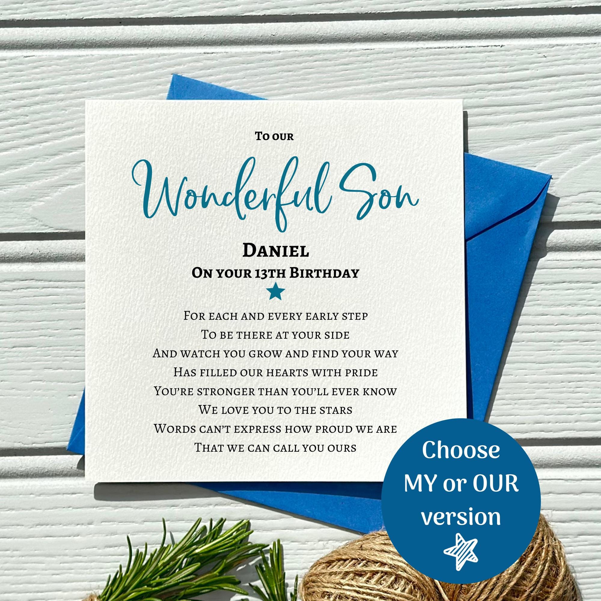 Our Son 13th Birthday Card | Happy 13th Birthday Son | 13th Card for ...