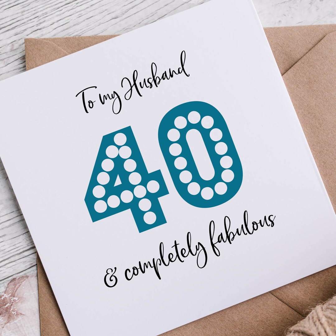 Husband 40th Birthday Card, Happy 40th Card - Etsy