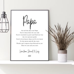 Personalised Our Papa Fathers Day Gift, Gift for Papa, Papa Poem ...