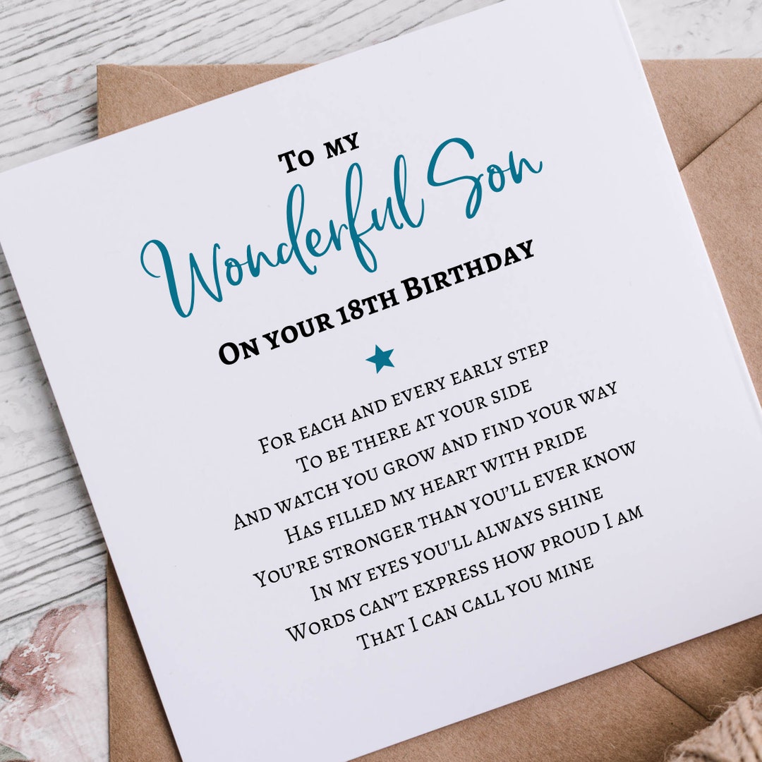 Personalised My Son 18th Birthday Card, 18th Birthday Cards, for Son ...