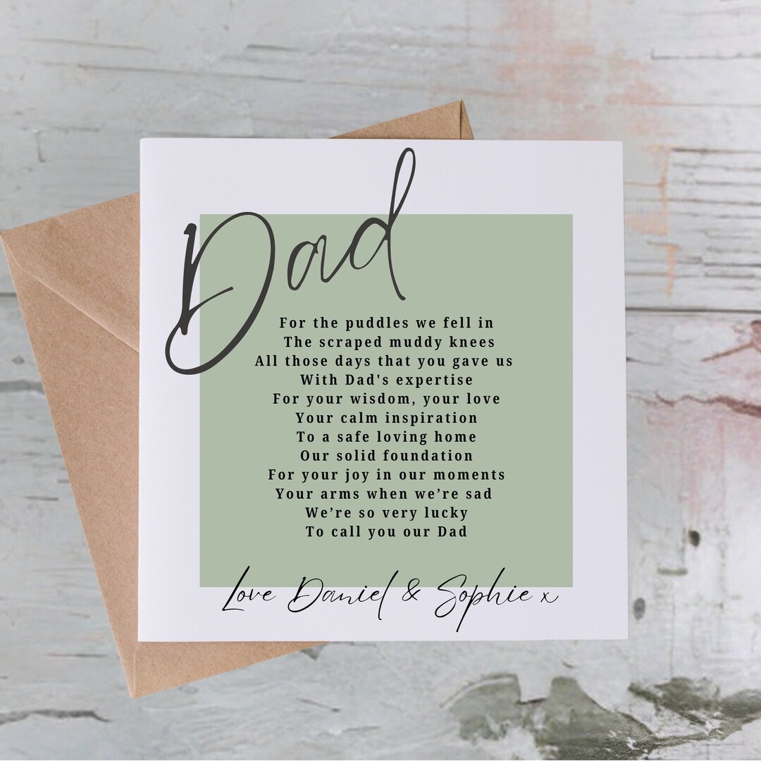 Personalised Dad Fathers Day Poem, Card From Child or Children - Father ...
