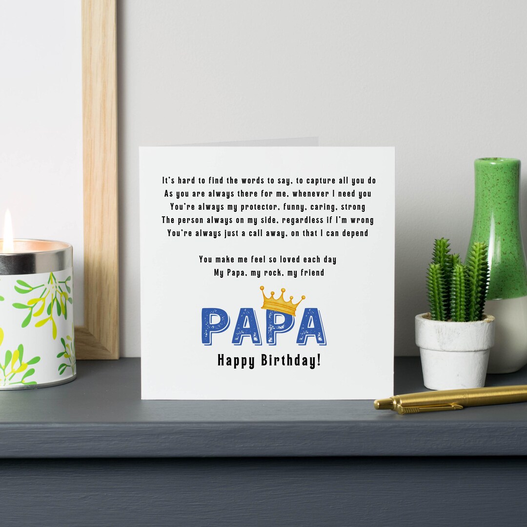 Birthday Card for Papa - Papa Poem Card - Add a Personalised Message ...