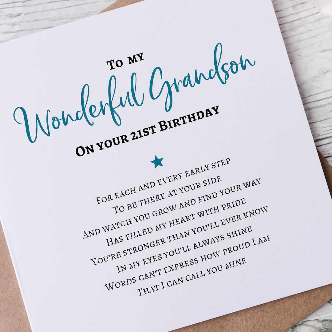 My Grandson 21st Birthday Card | My Grandson 21 Cards | - Etsy