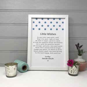 Little Wishes Print Christening Gift for Girls, Naming Day Gift ...