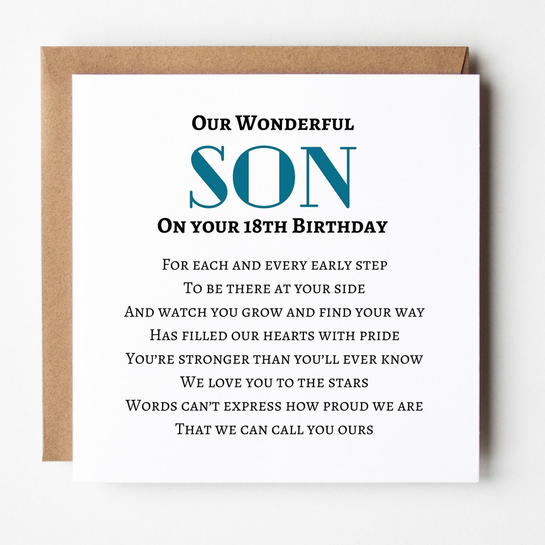 18th Birthday Card for Our Son - Wonderful Son - Eighteenth - Son 18th ...