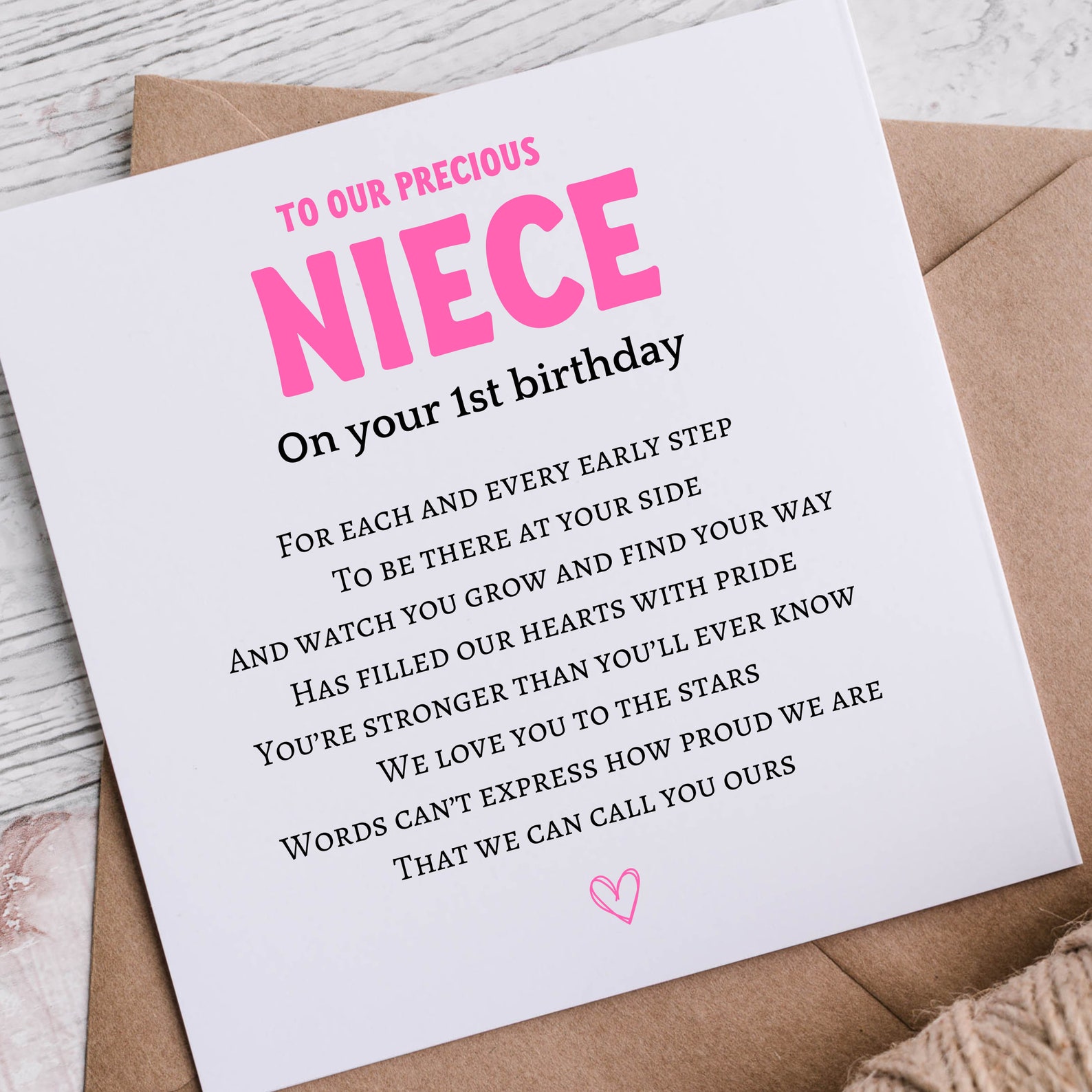 Niece 1st Birthday Card Happy 1st Birthday Niece 1st - Etsy