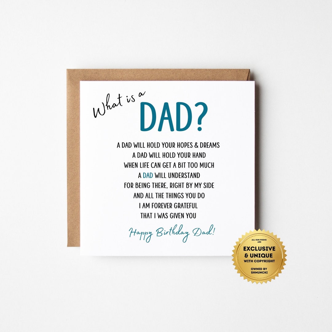 Dad Birthday Card, Birthday Poem Card for Dad, Dad Birthday Gift, Dad ...