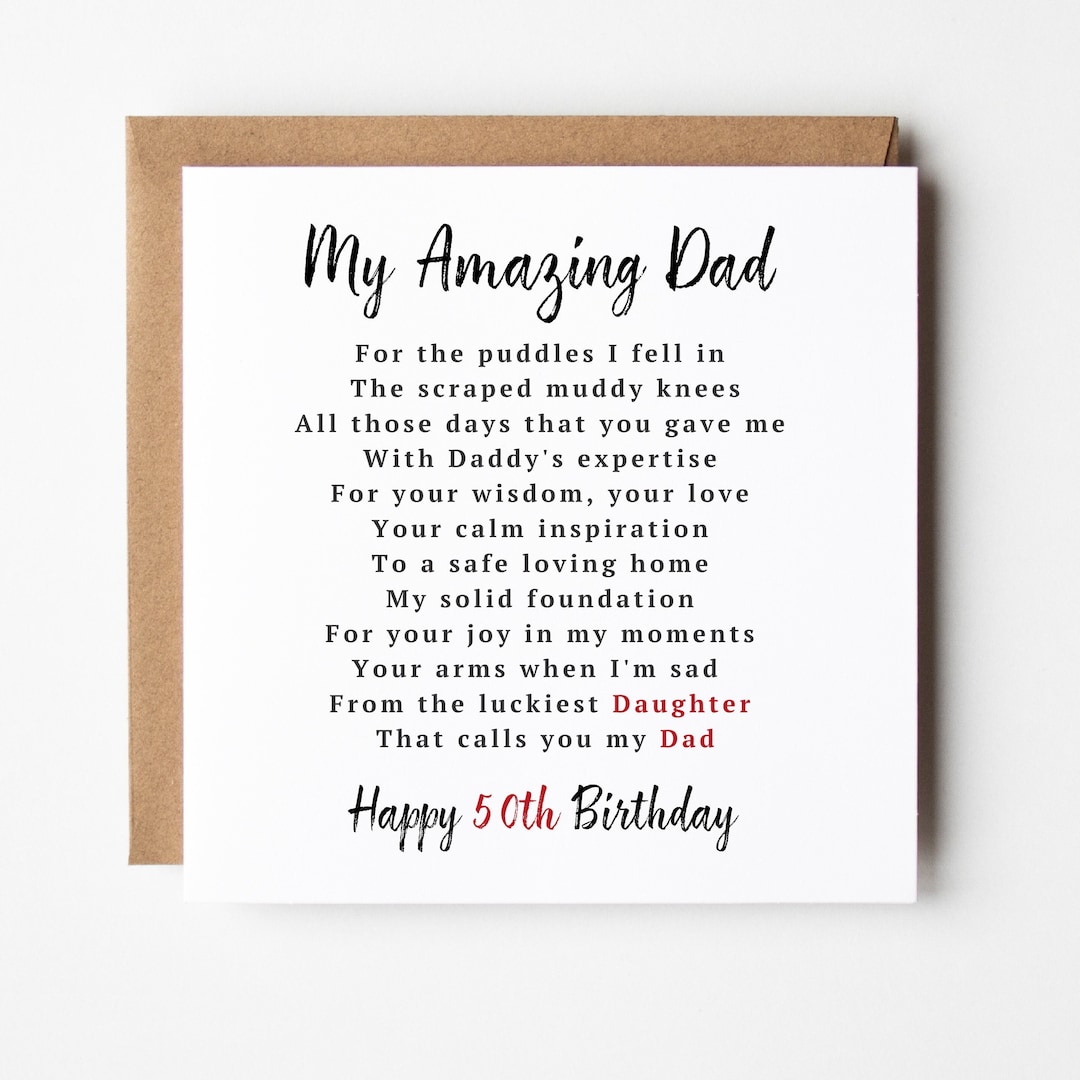 50th Birthday Card for Dad: Poem From Daughter - Etsy