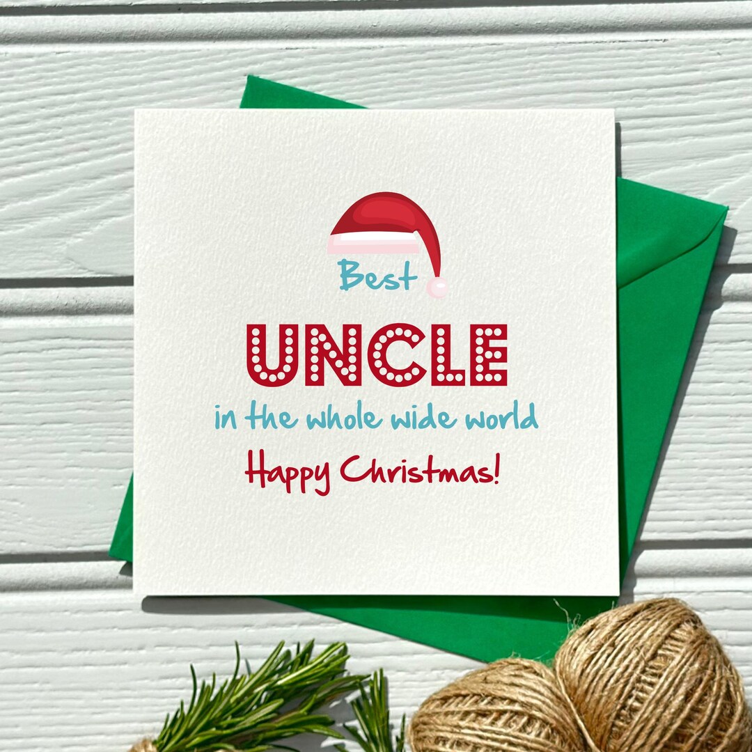 Best Uncle Christmas Card | Santa Hat Design - Etsy