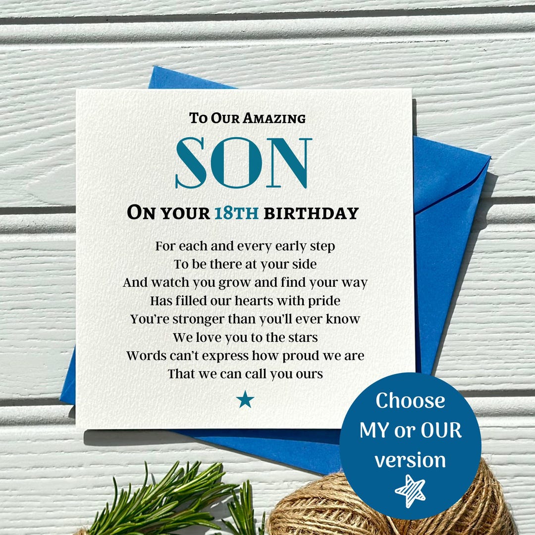 18th Birthday Card for Son – Milestone Gift - Etsy