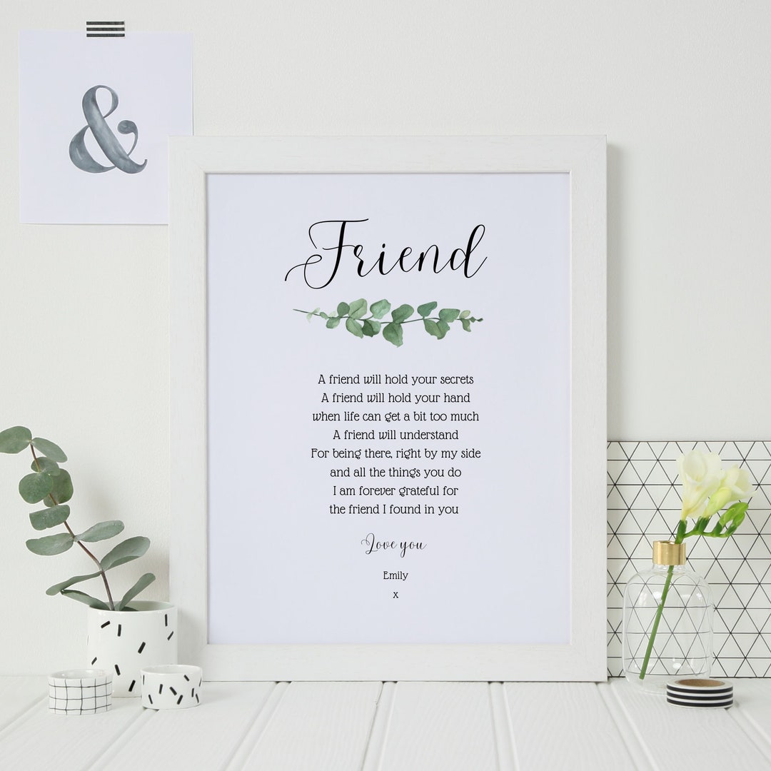 Friend Poem Print, Friend Gifts, Unframed - Etsy